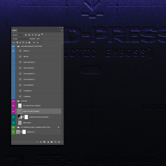 Hard-Press Realistic Emboss Effect Suite. – design syndrome